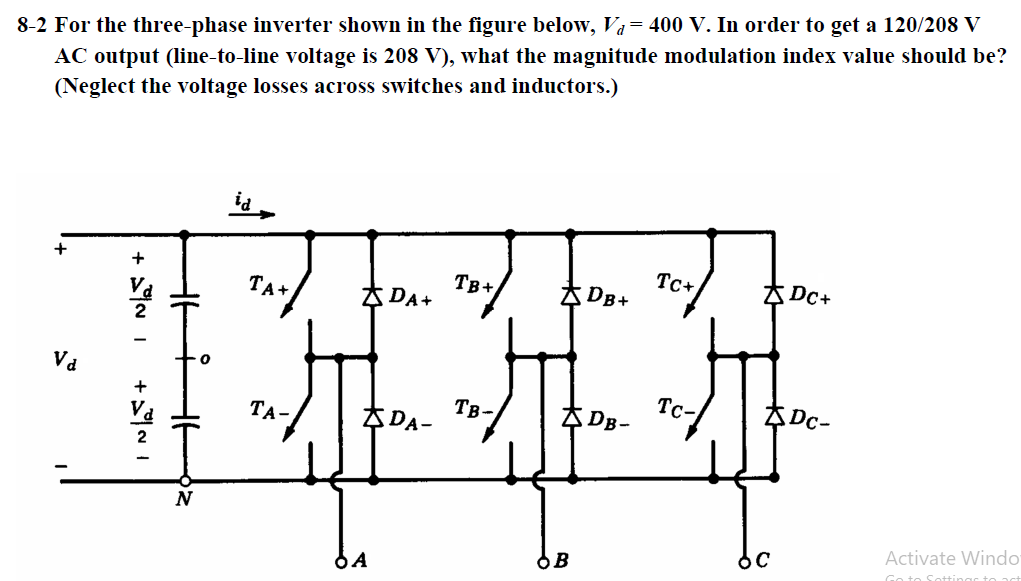 Solved 8-2 For the three-phase inverter shown in the figure | Chegg.com