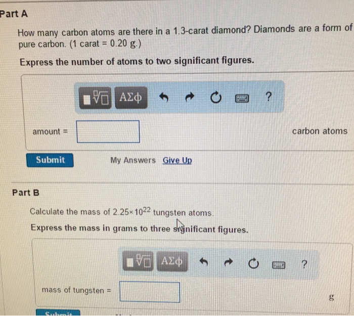 Solved How many carbon atoms are there in a 1.3-carat | Chegg.com