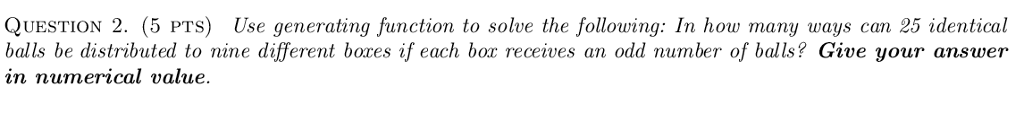 Solved Use generating function to solve the following: In | Chegg.com