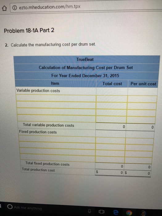 Solved 18 Homework2 Questions 4-5 (of 6) Problem 18-1A Cost | Chegg.com