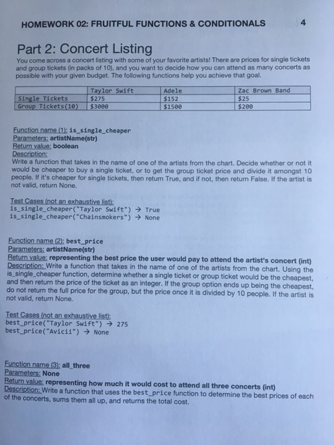 Solved Homework 02 Fruitful Functionsand Conditionals 4 Part