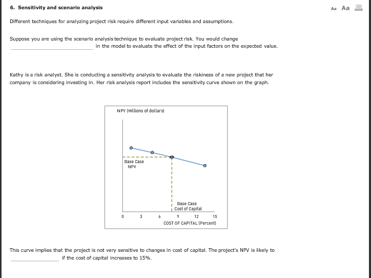 Solved 6. sensitivity and scenario analysis Different | Chegg.com