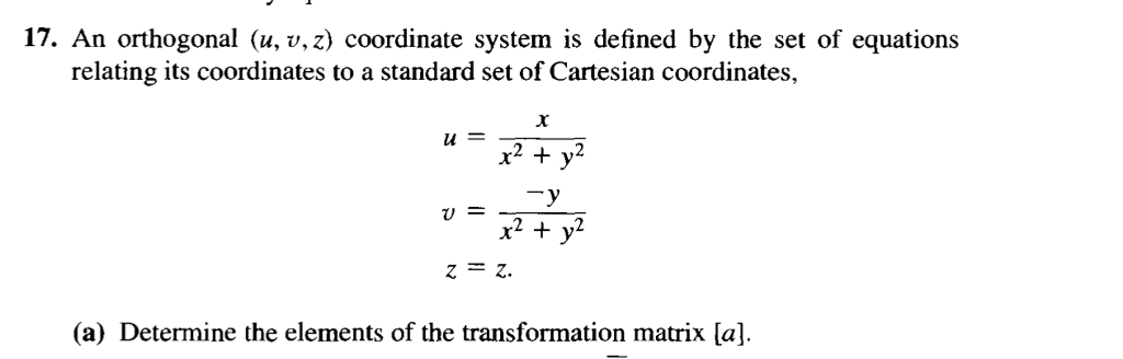 Solved 17. An orthogonal (u. v.z) coordinate system is | Chegg.com