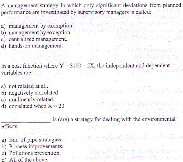 Solved A management strategy in which only significant | Chegg.com