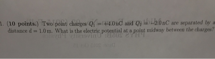 Solved Two point charges Q1 = +4.0 nC and Q2 = -2.0 nC are | Chegg.com
