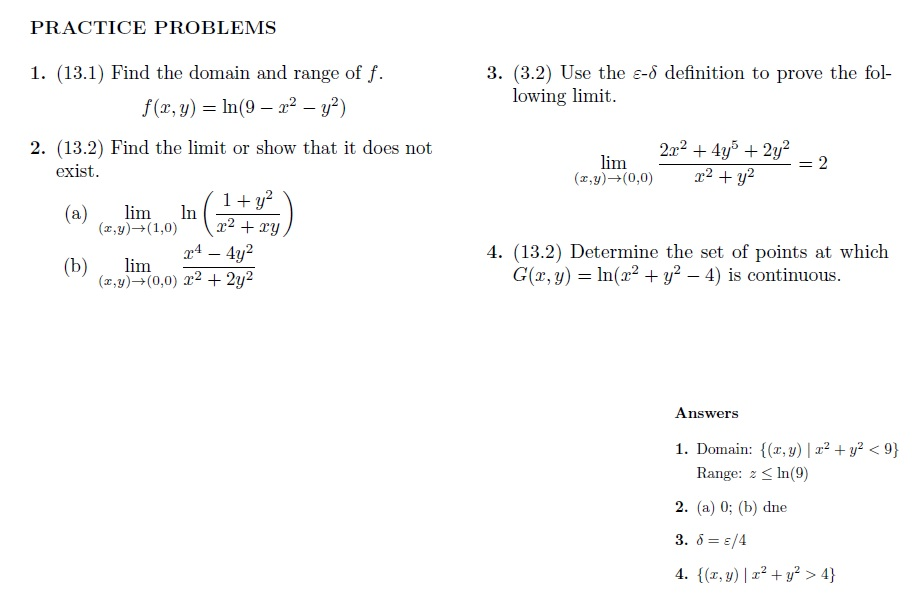 Solved Find The Domain And Range Of F F x Y Ln 9 X 2 Chegg