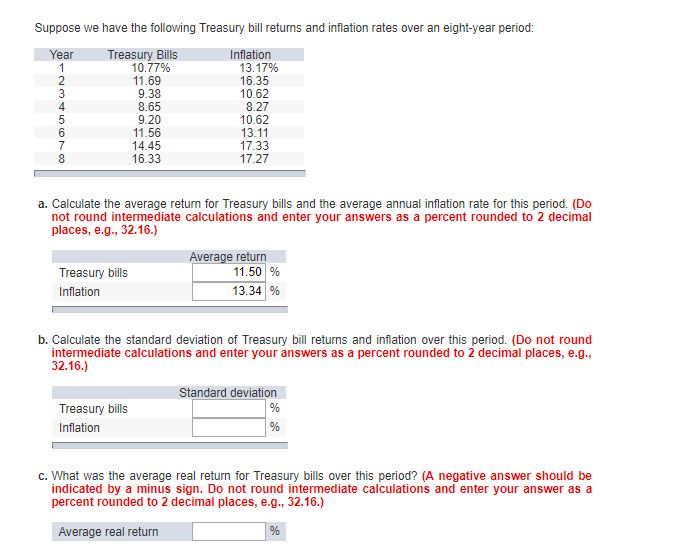 Solved Suppose we have the following Treasury bill returns | Chegg.com