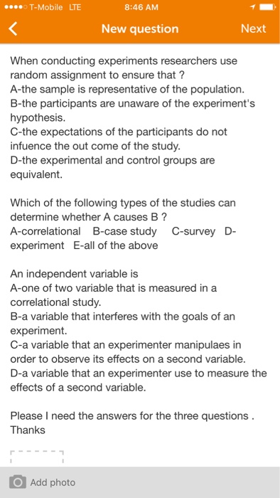 Solved When conducting experiments researchers use random | Chegg.com