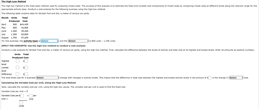 Solved The High-Low Method The high-low method is the most | Chegg.com