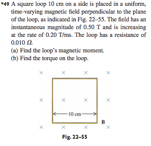 Solved A square loop 10 cm on a side is placed in a uniform, | Chegg.com