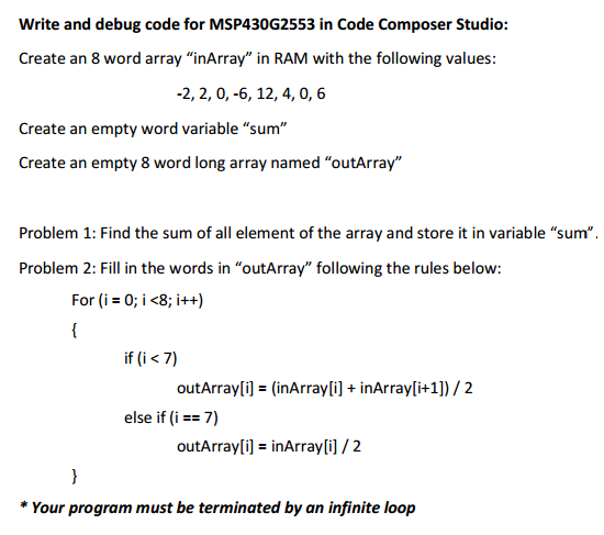 Write and debug code for MSP430G2553 in Code Composer | Chegg.com