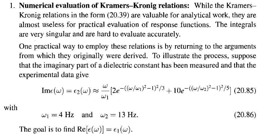 1. Numerical evaluation of Kramers-Kronig relations: | Chegg.com