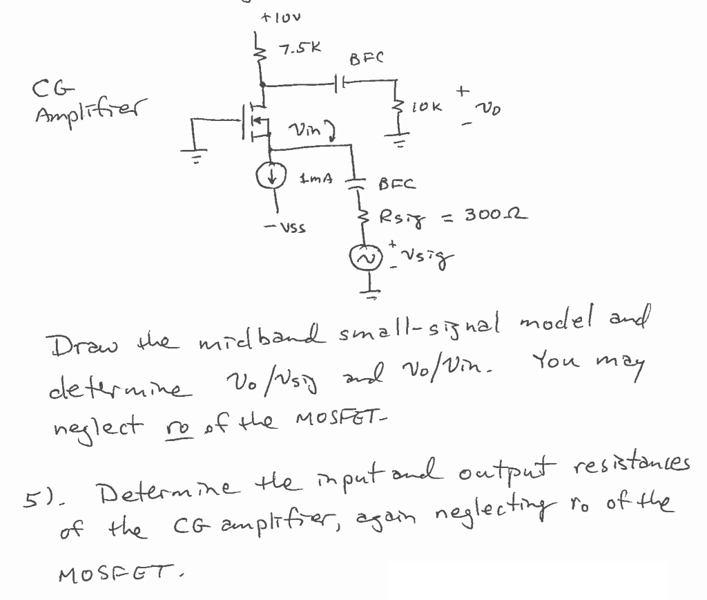 Solved Determine the input and output resistances of the CG | Chegg.com