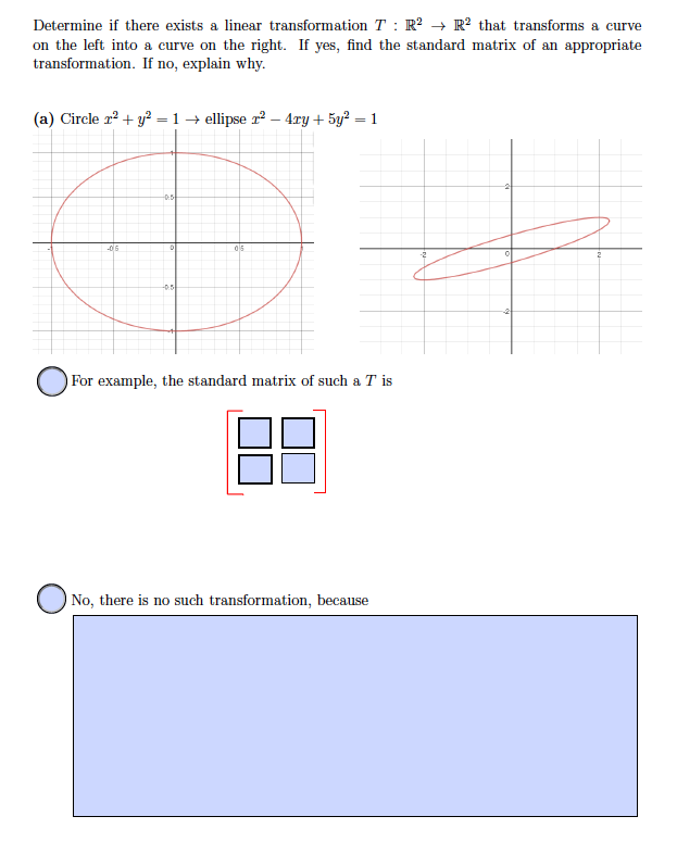 Solved Determine if there exists a linear transformation T : | Chegg.com