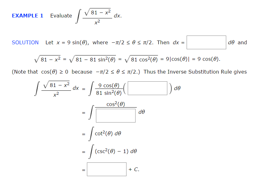 Solved Evaluate integral Squareroot 81 - x^2/x^2 dx. Let | Chegg.com