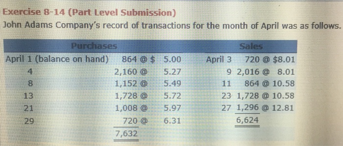 Solved Exercise 8-14 (Part Level Submission) John Adams | Chegg.com