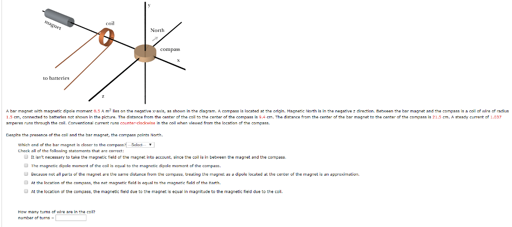 Solved North compass to batteries A bar magnet with magnetic | Chegg.com