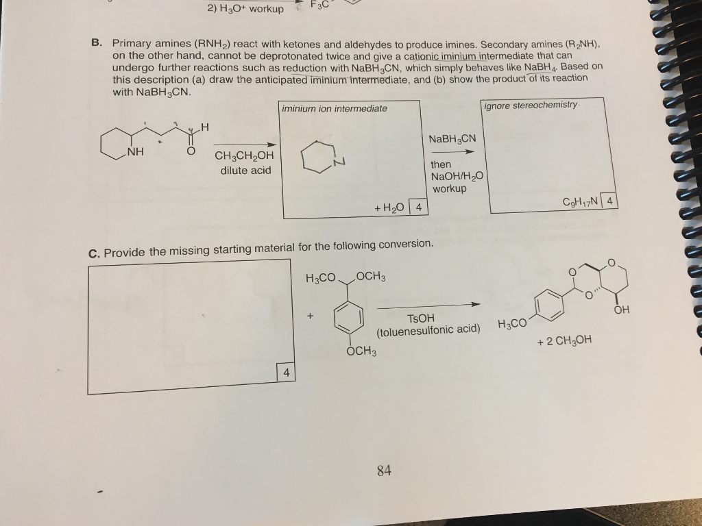Solved 2) H30+ workup B. Primary amines (RNH2) react with | Chegg.com
