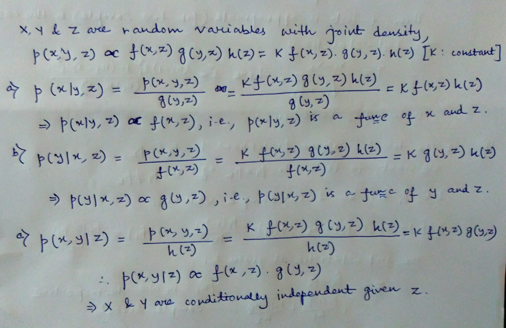 (Solved) - 2.3 Full conditionals: Let X, Y, Z be random variables with joint... - (1 Answer ...