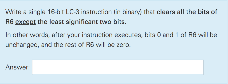 Solved Write a single 16-bit LC-3 instruction (in binary) | Chegg.com