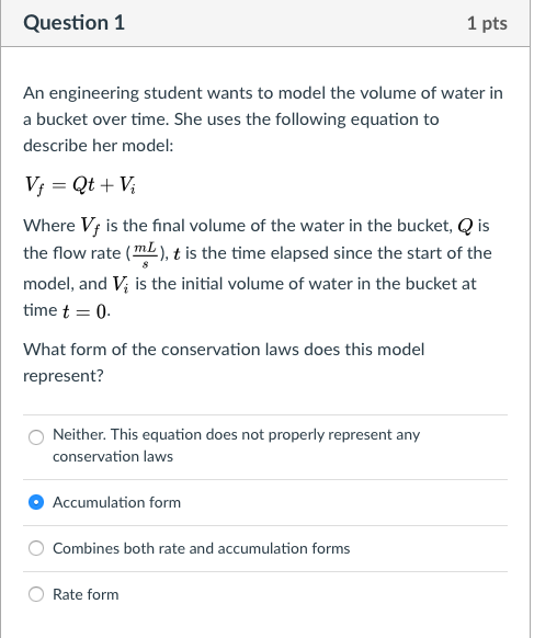Solved An engineering student wants to model the volume of | Chegg.com
