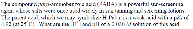 Solved The compound para-aminobenzoic acid (PABA) is a | Chegg.com