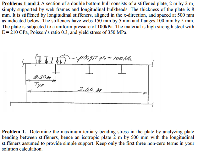 Problems 1 and 2 A section of a double bottom hull | Chegg.com