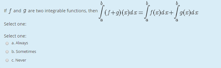 Solved If f and g are two integrable functions, then | Chegg.com