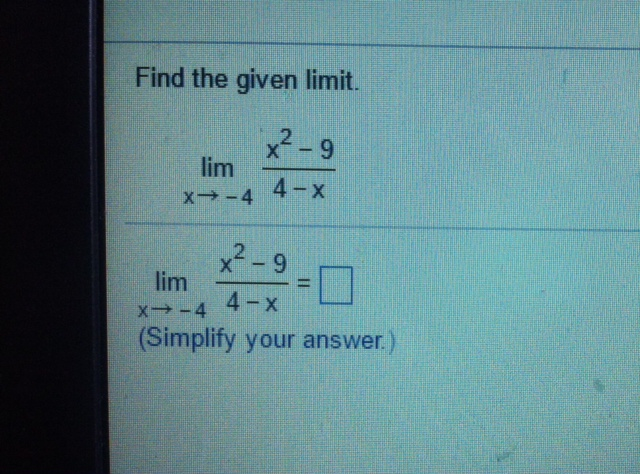 Solved Find the given limit. lim lim (Simplify your answer.) | Chegg.com