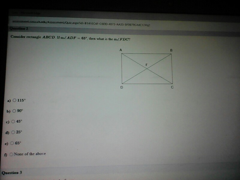 Solved Consider rectangle ABCD. If an angle ADF = 65 degree, | Chegg.com