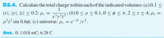 Solved Calculate the total charge within each of the | Chegg.com