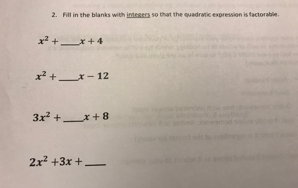 Solved 2. Fill in the blanks with integers so that the | Chegg.com