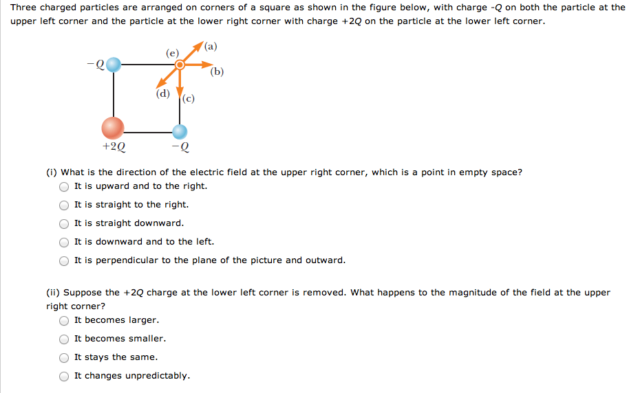 Solved Three charged particles are arranged on corners of a | Chegg.com