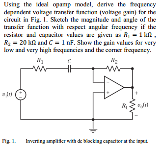 Solved Using the ideal opamp model, derive the frequency | Chegg.com