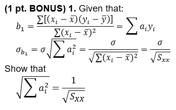 Solved Given that: b-1 = sigma[(x_i - bar x) (y_i - bar | Chegg.com