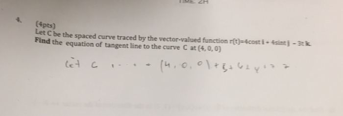 Solved Let C be the spaced curve traced by the vector-valued | Chegg.com