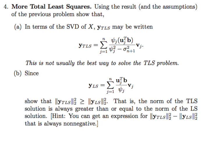 4. More Total Least Squares. Using the result (and | Chegg.com