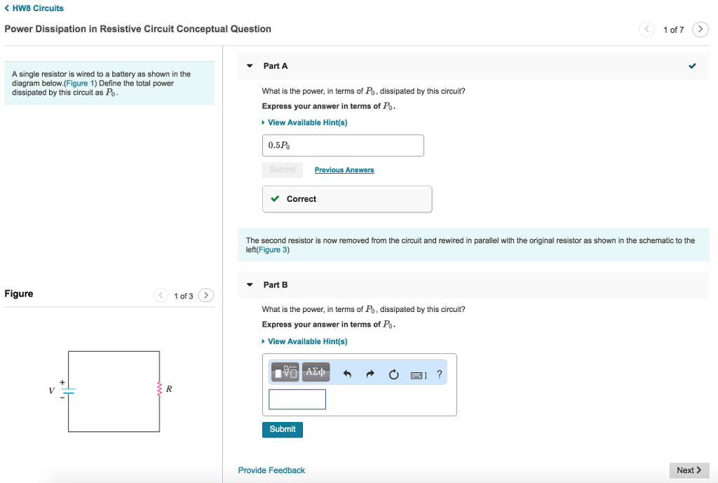 Solved くHW8 Circuits Power Dissipation in Resistive Circuit | Chegg.com