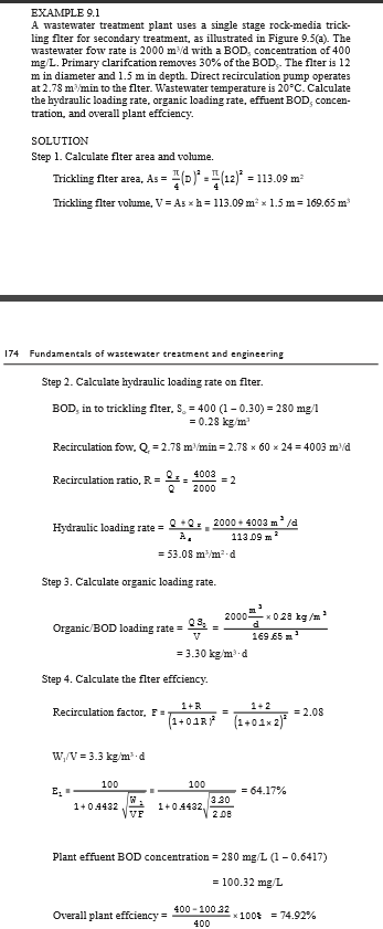 Solved A wastewater treatment plant uses a single stage | Chegg.com