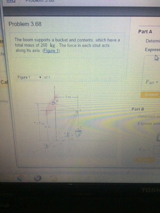 Solved The boom supports a bucket and contents which have a | Chegg.com