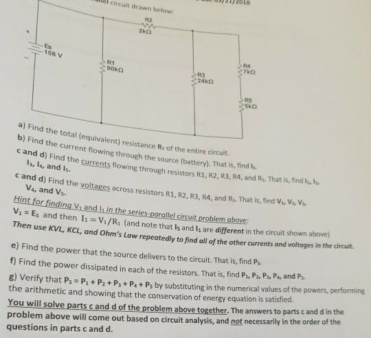 Solved 2018 el circuit drawn below R2 R4 R1 90k Ω R3 RS a) | Chegg.com