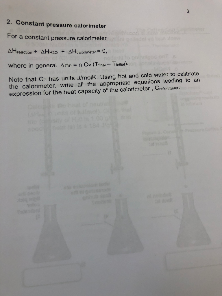 Solved 2. Constant pressure calorimeter For a constant | Chegg.com