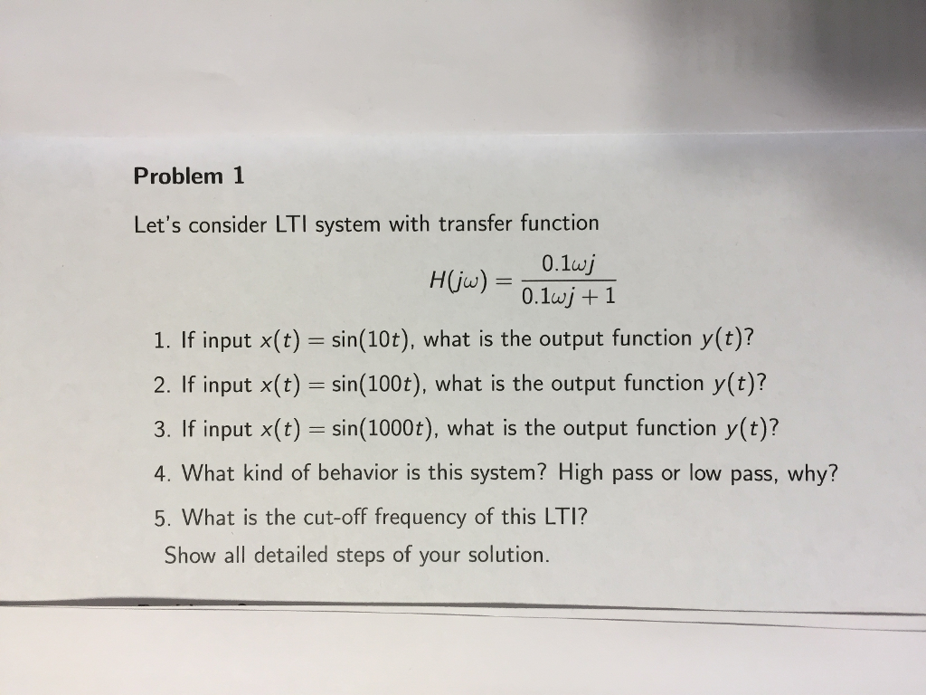 Solved Problem 1 Let's consider LTI system with transfer | Chegg.com