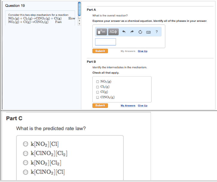 Solved Consider this two-step mechanism for a reaction: | Chegg.com