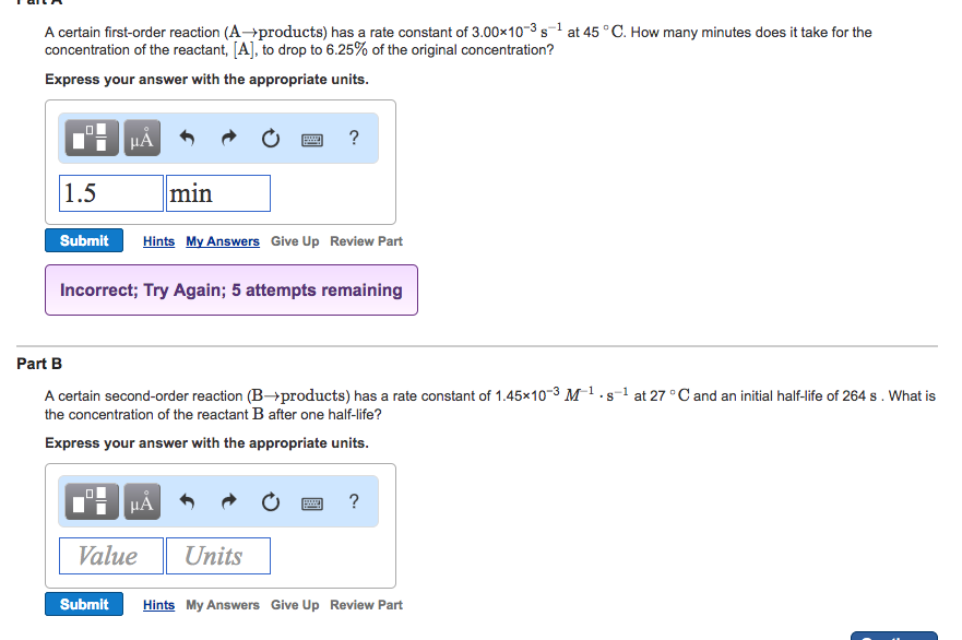Solved A certain first-order reaction (A rightarrow | Chegg.com