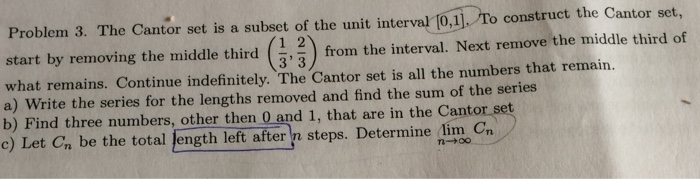 Solved The Cantor set is a subset of the unit interval | Chegg.com