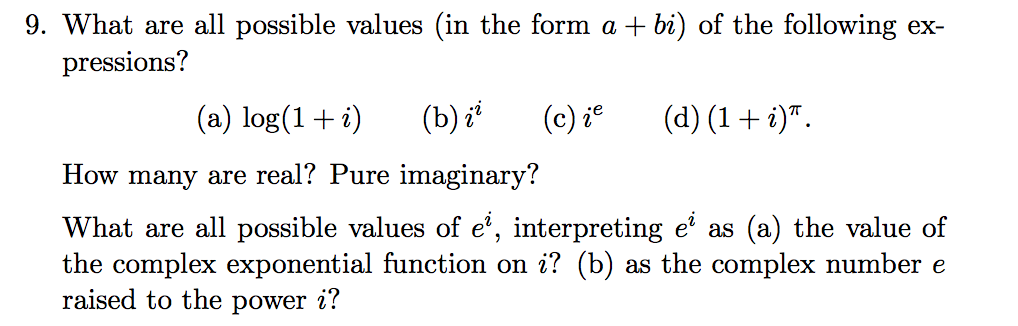 Solved What are all possible values (in the form a + bi) of | Chegg.com