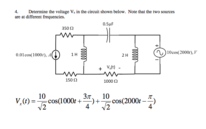 Solved 4. Determine the voltage Vx in the circuit shown | Chegg.com