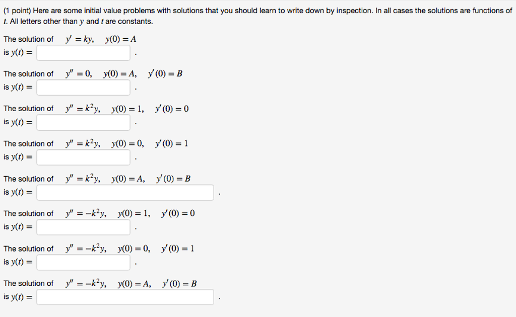 Solved Here are some initial value problems with solutions | Chegg.com