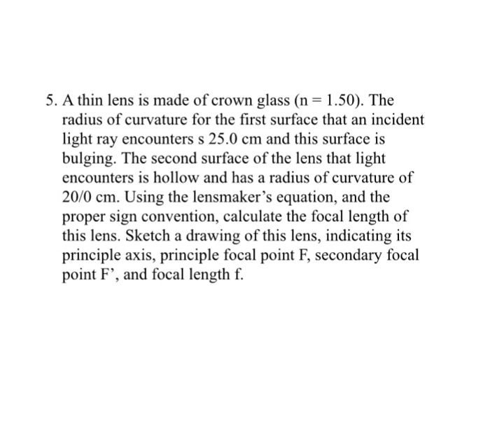 Solved A thin lens is made of crown glass (n = 1.50). The | Chegg.com